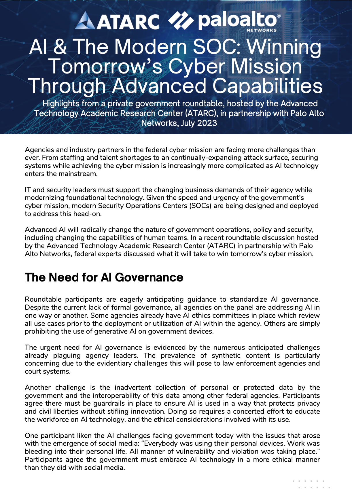 AI & The Modern SOC: Winning Tomorrow’s Cyber Mission Through Advanced ...